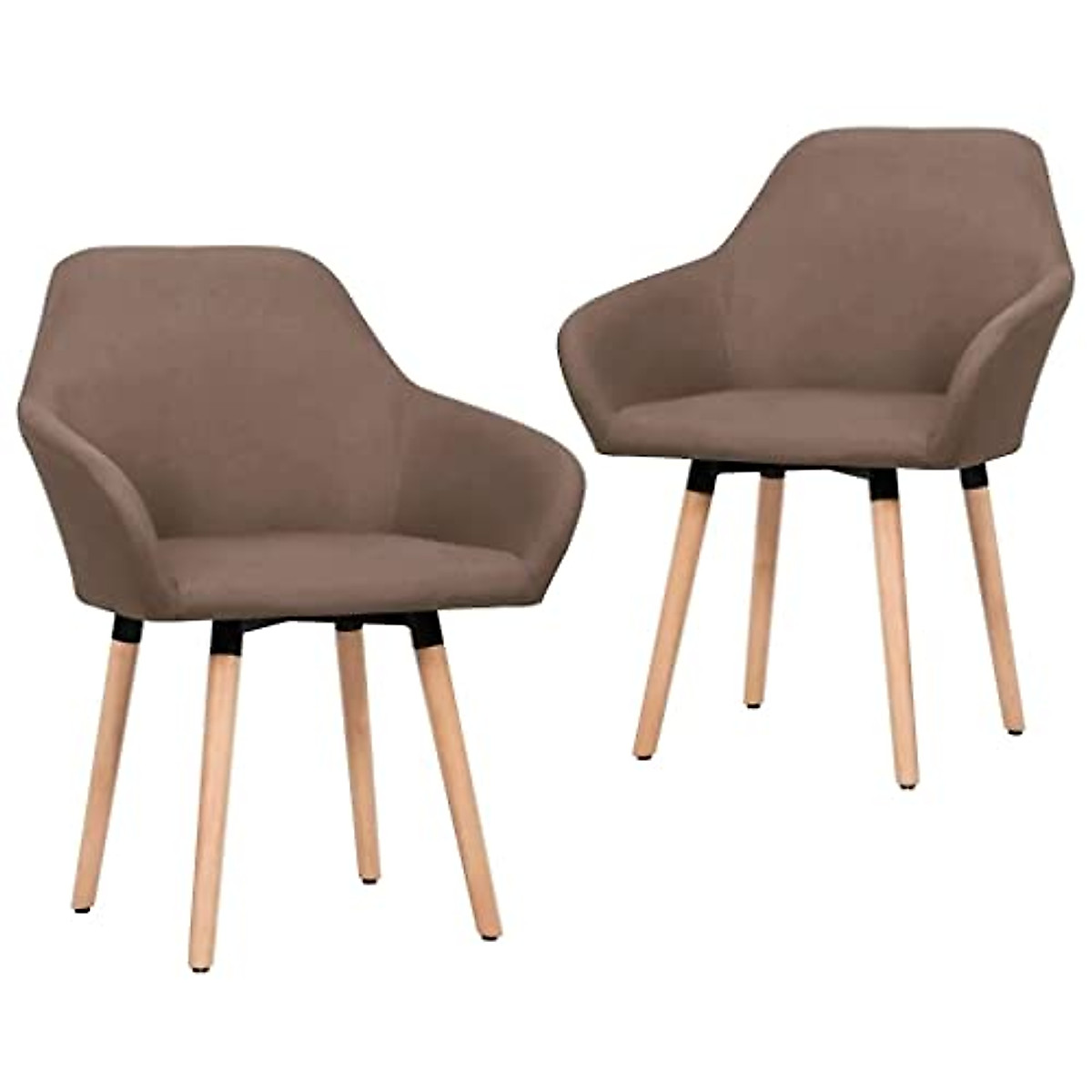 vidaXL 2X Dining Chairs Home Indoor Dining Room Kitchen Dinner Dinette Seat Seating Sitting Chair Furniture with Wood Legs Brown Fabric