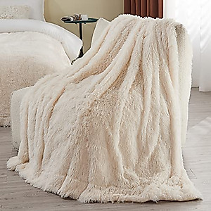 GONAAP Faux Fur Throw Blanket Super Soft Cozy Plush Fuzzy Shaggy Blanket for Couch Sofa Bed (Ivory, Throw(50"x60"))