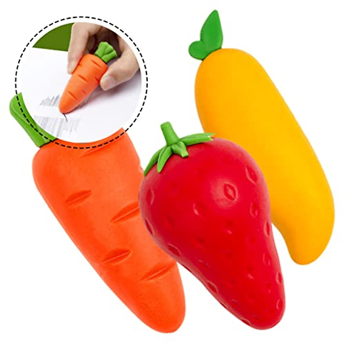 STOBOK 12 Pcs Fruit Eraser for pens + whiteboard Eraser Fake Fruit Miniature exam Eraser Eraser TPE Household erasers Delicate erasers Small Food