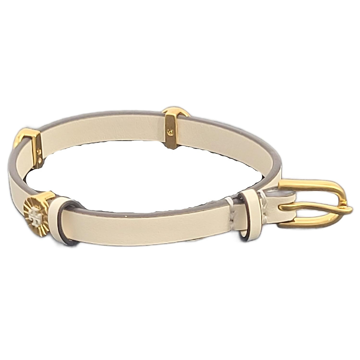 Tory Burch 143363 Britten New Ivory White/Rolled Brass Enamel Single Wrap Women's Bracelet