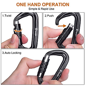 Locking Carabiner Clips Heavy Duty - Favofit 12KN (2697 lbs) Strong Caribiniers for Hammock - Ultralight D-Ring Carbineers for Outdoor Camping Hiking Backpacking Keychain Dog Leash (Twistlock)