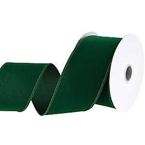 Homeford Christmas Royal Velvet Solid Wired Ribbon, 2-1/2-inch, 10-Yard, Emerald Green