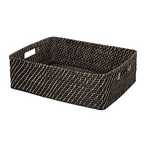KOUBOO Rattan Shelf Basket with Liner, Black Wash