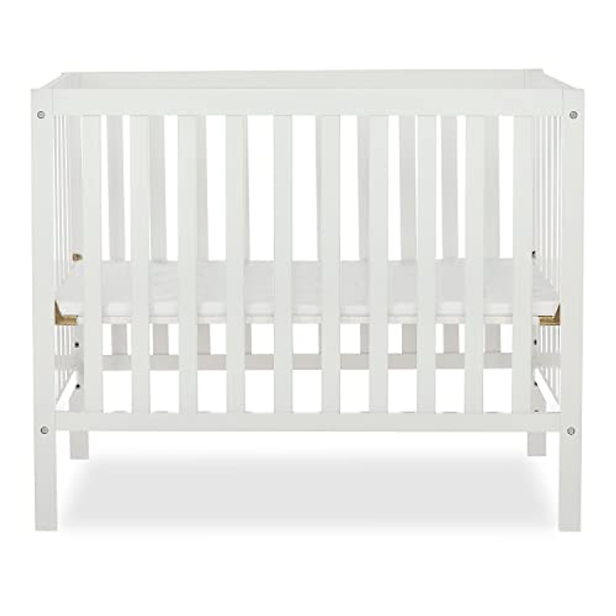 Dream On Me Edgewood 4-In-1 Convertible Mini Crib In White, JPMA Certified, Non-Toxic Finish, New Zealand Pinewood, With 3 Mattress Height Settings, Included 1" Mattress Pad