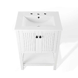 Modway Steam Bathroom Vanity Cabinet, 24" with White Sink