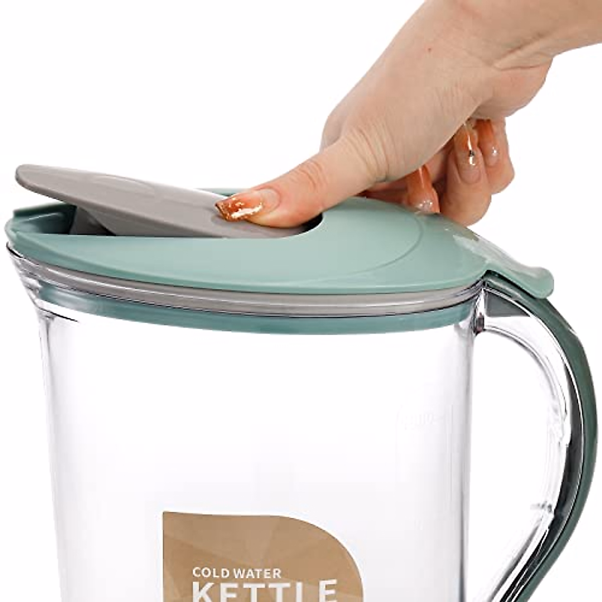 Coloch 2 Pack 2 Quart Plastic Water Pitcher with Flip Top Spout Lid, Clear Slim Water Container for Fridge Door Juice Pitcher with Scale Line for Tea, Lemonade, DIY Drinks, Blue and Pink