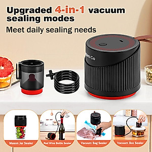 Mason Jars Electric Vacuum Sealer, 4 in 1 Feature Suitable for Vacuum Bag, Wine Bottle, Wide and Regular Mouth Mason Jar Lids, Vacuum Container Food Seal Storage.