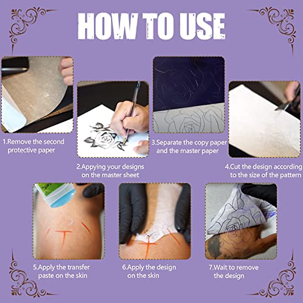 CINRA Tattoo Transfer Paper, 30 Sheets Tattoo Stencil Transfer Paper Tattoo Thermal Stencil Paper 4 Layers 8 1/2" x 11" Tattoo Copy Carbon Tracing Paper for Tattooing, A4 Size