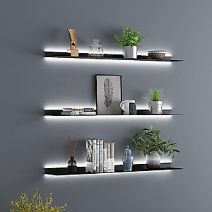 Floating Shelves Light-Emitting Shelves, Wall Hanging Creative Bookshelf Floating Wall Mounted Display Shelves Built-in Illuminated LED Light Easy to Install,120CM