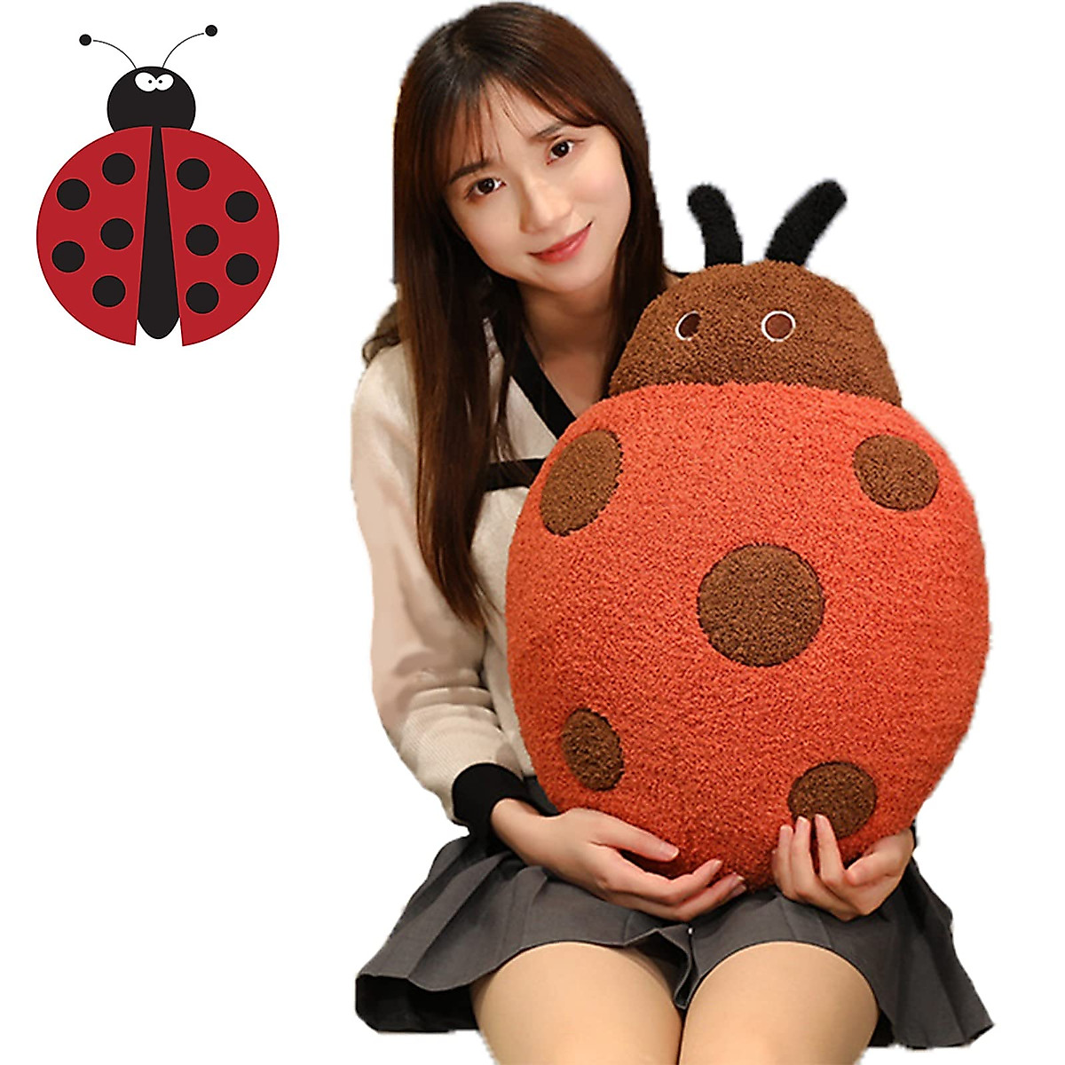 TONGSONG Cute Pillow Plush Ladybug Stuffed Animal Stuff Ladybird Plush Pillow Toys Kawaii Soft Lady Beetle Pillow Hugging Stuffed Ladybug Gift for Kids Home Decor¡­