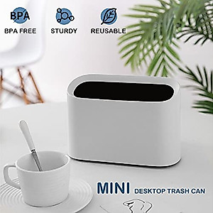 Mini Desktop Trash Can,Tiny Garbage Can with Trash Bags,1.5L Small Countertop Trash Bin,Little Waste Basket of Bathroom,Miniature Waste Bin for Office Desk,Vanity,Coffee Table,Makeup Tabletop (White)