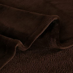 LUSHLEAF Flannel Fleece Blanket Throw Size Super Soft Lightweight Bed Blanket for Couch, Brown, 50 x 60 inch