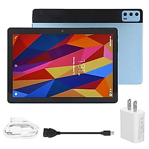 Septpenta 10.1in Tablet for Android11, 8GB 256GB 1.5GHZ 8 Core 1920X1200 IPS Screen Blue Tablet, 5MP Front 13MP Rear 5800mAh Battery 2.4G 5G WiFi USB C Charge for Kids 100-240V(USA)
