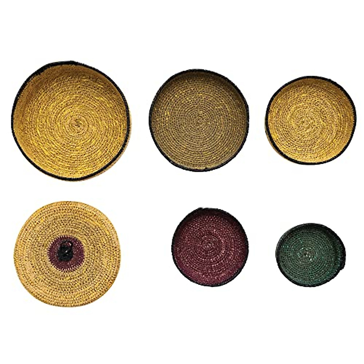 Creative Co-Op Global Round Seagrass Tray Loop, Set of 5 Sizes, Multicolor Basket, Natural