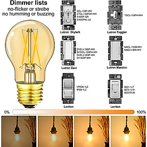 LEOOLS Dimmable E26 Amber led Bulb 6W Equal 60 watt Vintage LED Edison Bulb AC120V 2700K A15 LED Bulb for Ceiling Fan Light Bulbs,Refrigerator Light Bulb 600LM 6Pack