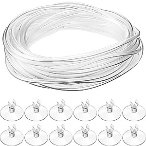 Boao 32.8 ft Aquarium CO2 Proof Tubing Clear Airline Tubing Aquarium Air Tubing 5/16 Inch with 12 Pcs Suction Cups Aquarium Air Pump Accessories for Fish Tank