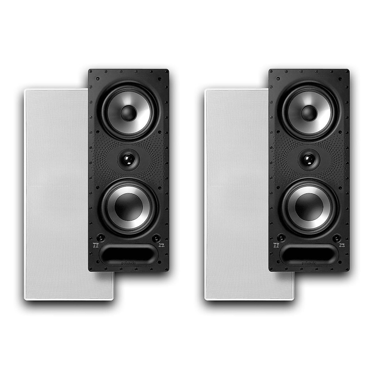 Polk Audio 265-RT 3-Way in-Wall Speakers - The Vanishing Series | 2 Speakers | Easily Fits in Ceiling/Wall | Use in Front, Rear or as Surrounds | White, Paintable Grille