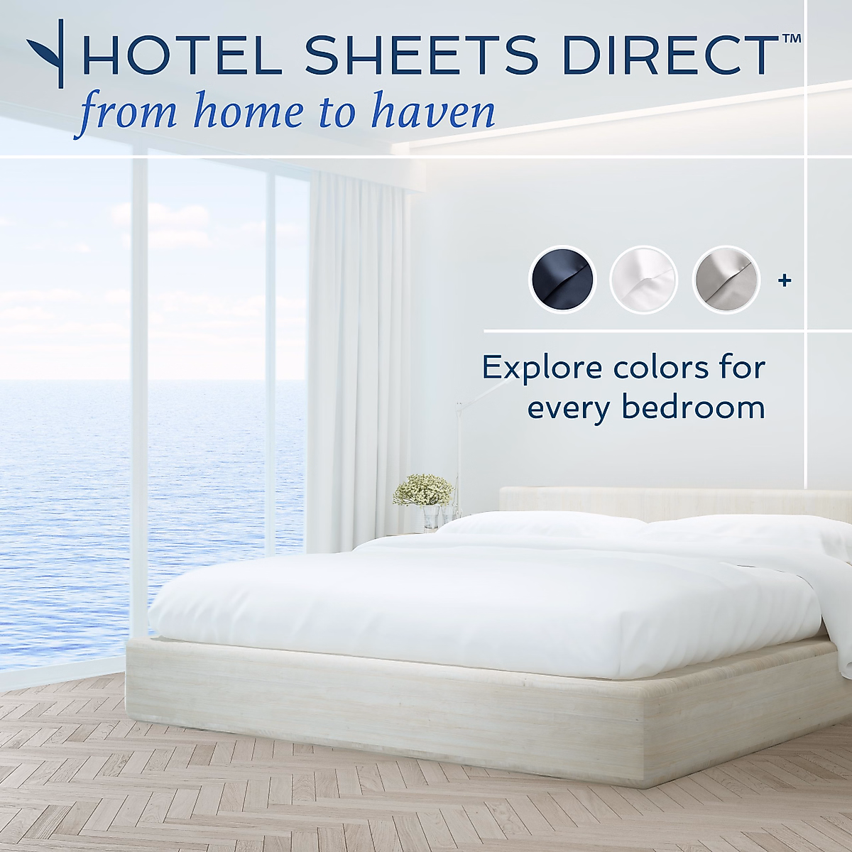 Hotel Sheets Direct 100% Cotton Sheets, Percale Sheets, Certified Made in Green, Cooling Hotel Sheets, Breathable & Crisp Bed Sheets, Deep Pocket 4 Pc Grey Sheets Set (Queen)