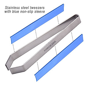 2 Pcs Tweezers, Stainless Steel Non-slip Flat and Slant Tweezers Fish Salmon Bones Remover Tool
