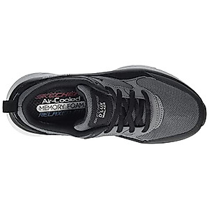 Skechers Men's Walking Sneaker, Black Leather Mesh Charcoal Trim, 7.5