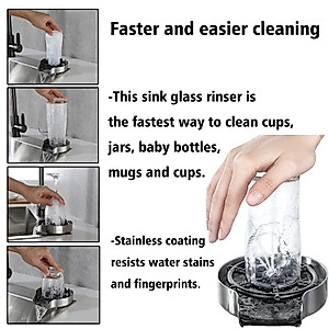 Kitchen Sink Glass Rinser Cup Rinser Kitchen Faucet Sink Glass Washer for Kitchen Sinks Stainless Steel Bottle Washer Bar Sink Accessories