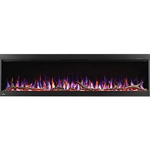 Napoleon Trivista Pictura 50 3-Sided Electric Linear Fireplace - Built-in Design - Multi-Color Flames with Large Crystal Cubes and Natural Looking Birch Logs - NEFL50H-3SV
