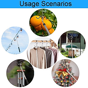 Frebuta Clothes Hook Pole, 35" to 65" Long Clothes Rack Hook Pole Stainless Steels Soft Sponge Handle Durable & Sturdy Shutters Pole Ceiling Home Lightweight Garment Hook Reach Pole