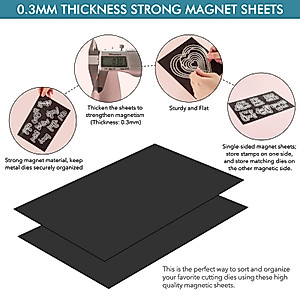 Briartw 10 Sheets 6.9x5" 0.3mm Thick Single Sided Magnetic Sheets Flexible Rubber Sheets for Metal Dies Storage and Organize Scrapbooking Tool Craft Supplies Rubber Magnetic Sheets Set