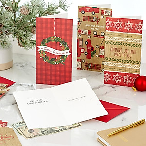Hallmark Christmas Gift Card Holders or Money Holders Assortment, Rustic (36 Cards with Envelopes)