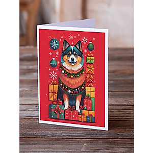 Caroline's Treasures DAC3086GCA7P Finnish Lapphund Holiday Christmas Greeting Cards Pack of 8 Blank Cards with Envelopes Whimsical A7 Size 5x7 Blank Note Cards