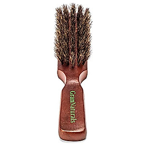GranNaturals Mens Hair Brush - Soft Boar Bristle - 100% Natural Brown Wooden Club Style Brush for Men - Styling Beard Hairbrush for Fine or Thin Hair