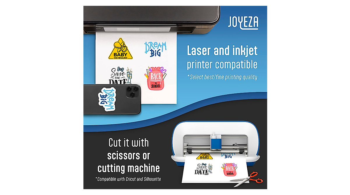 JOYEZA Printable Vinyl Sticker Paper – Water-Resistant & Quick-Dry