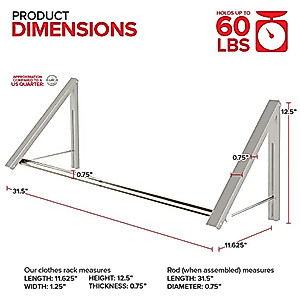 Double Foldable Clothing Rack w/ Extension Rod, Wall-Mounted Retractable Clothes Hanger for Laundry Dryer Room, Hanging Drying Rod, Small Collapsible Folding Garment Racks, Dorm Accessories (Chrome)