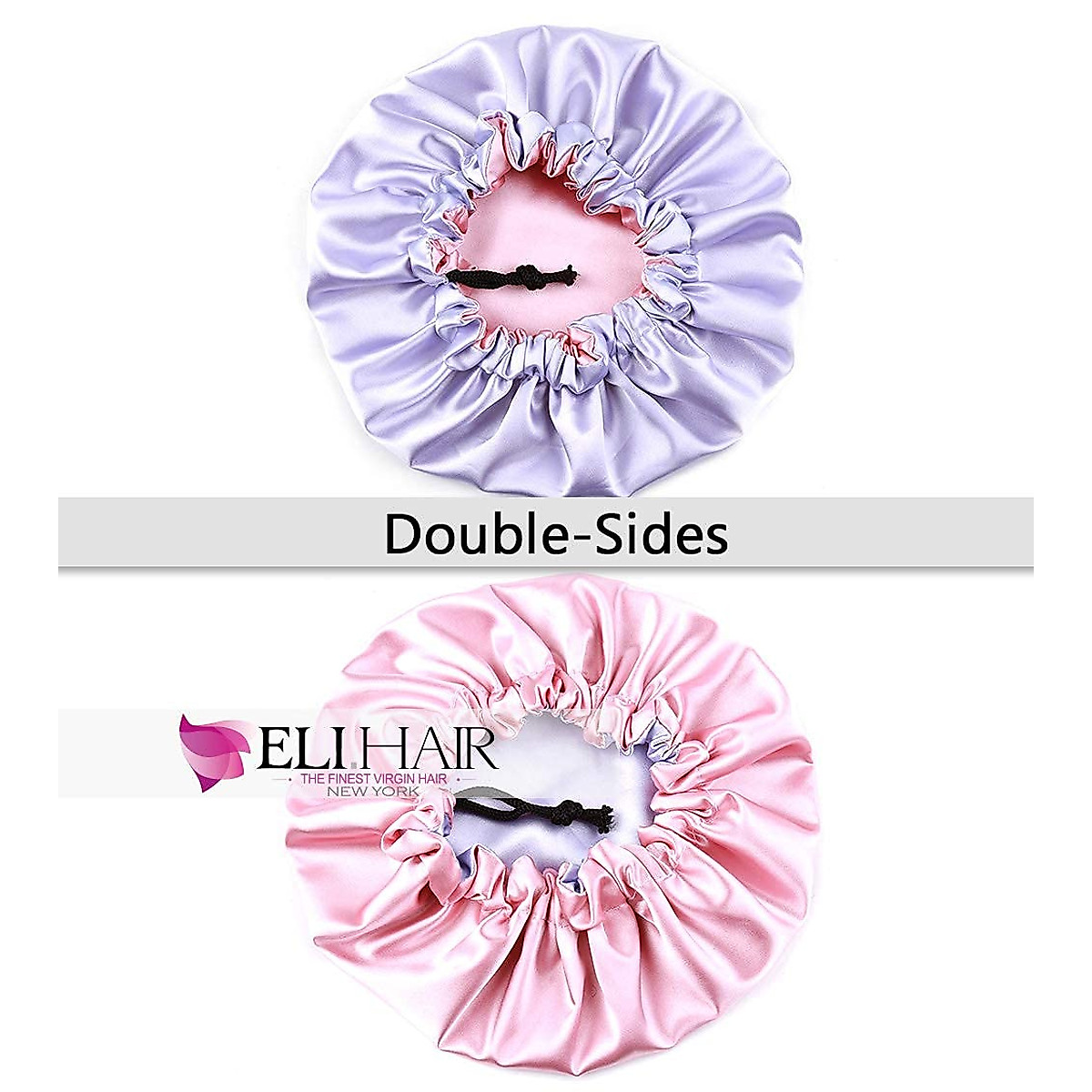 ELIHAIR Kids Satin Bonnet Sleeping Cap for Natural Hair Teens Toddler Child Baby Adjustable Satin Cap for Night Sleeping Reversible Double Layer Pink/Purple
