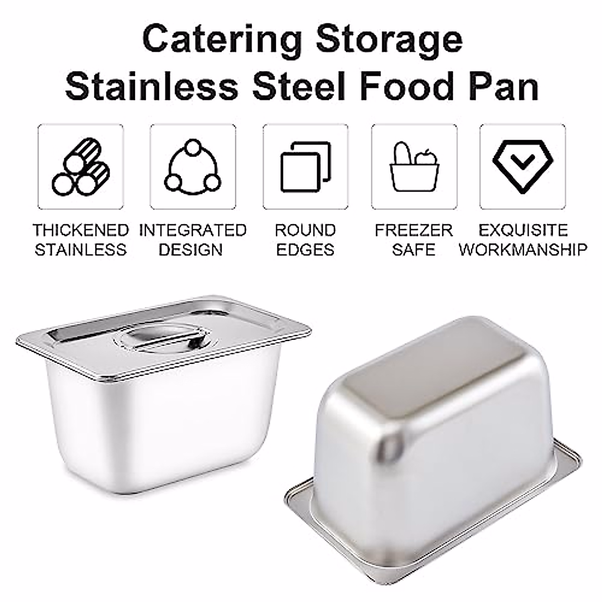 8 Pack Hotel Pans 1/4 Size 5.9'' Deep Stainless Steel Steam Table Pan Restaurant and Commercial Pans with Lid Food Pan for Buffet Party Supplies
