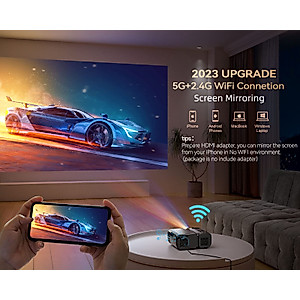Mini Projector, Tkisko 5G WiFi 1080P Supported Video Projector, 12000 Lumens Portable Outdoor Projector, Home Theater Projector for Ceiling/Gaming/Movie, Compatible with iOS, Android, TV Stick, HDMI