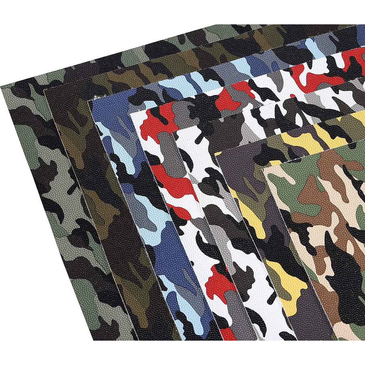 Picheng 7 Pieces Camouflage Faux Leather Sheets,Camouflage Blue PU Synthetic Leather Sheet for Earrings Bow Shoes DIY Craft Handmade Projects Hair Accessories Making 7 Pcs 8.2''x11.8''…