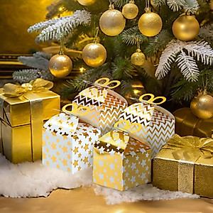 Paper Gift Boxes for Party Favors, Gold Foil (3.7 x 3.2 Inches, 36-Pack)