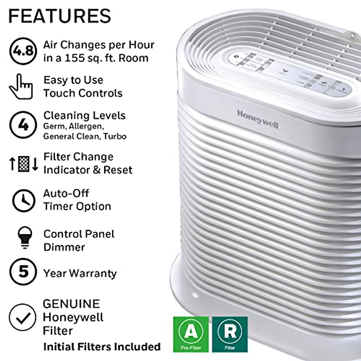 3 Speed 155 Square Foot True Hepa Tower Air Cleaner