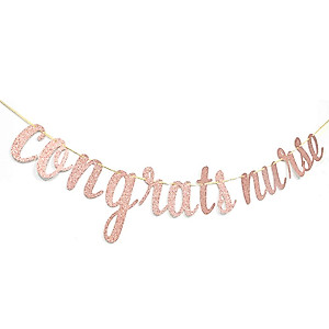 WeBenison Congrats Nurse Banner Congratulations Banner So Proud of You Future Nurse Medical School Nurse Grad Party Bunting Decoration Supplies/Rose Gold Glitter