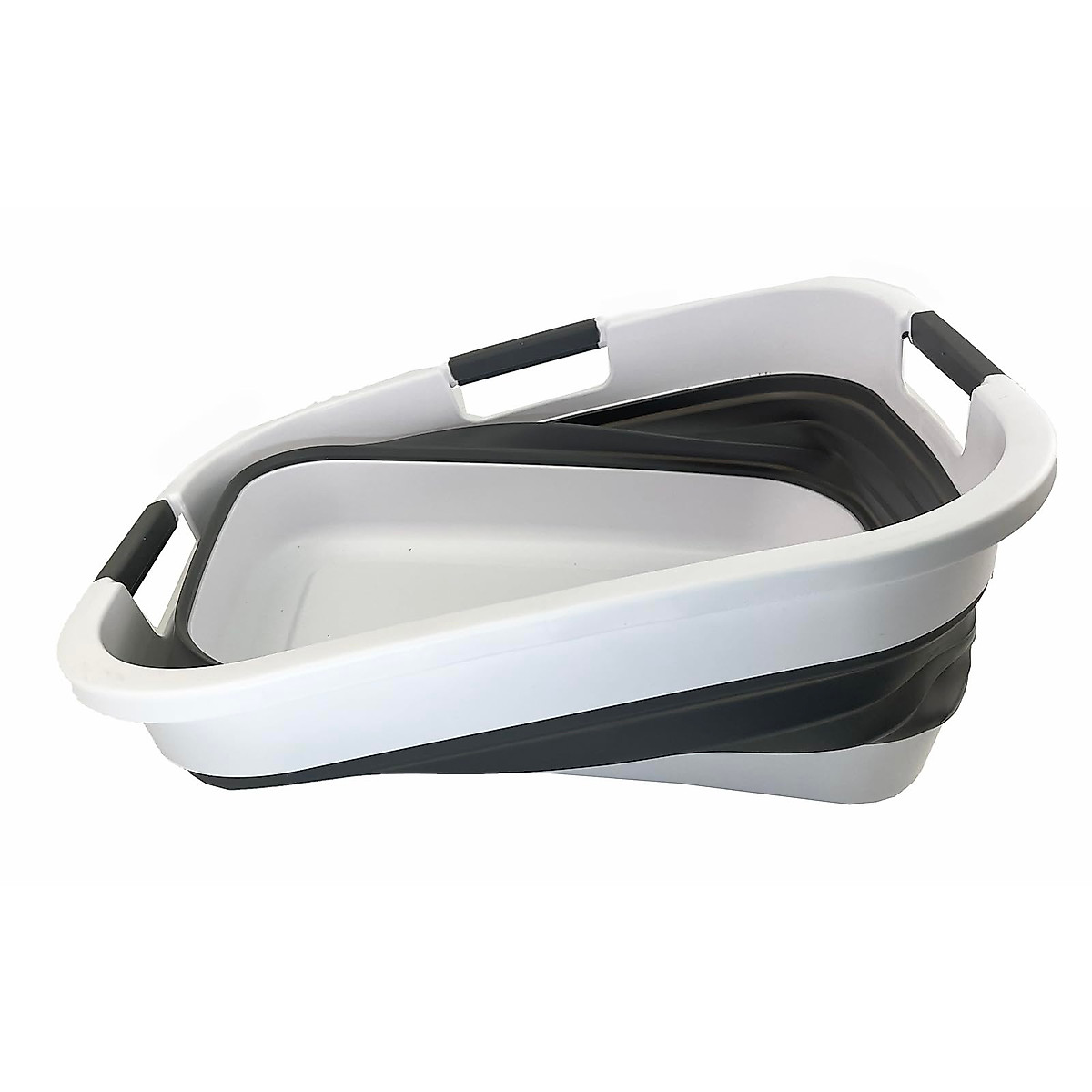 SAMMART 30L (7.9 gallon) Collapsible Plastic Laundry Basket - Foldable Pop Up Storage Container/Organizer - Portable Washing Tub - Space Saving Hamper/Basket (2, White/Steel Grey)