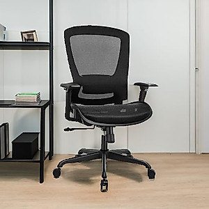 ELABEST Mesh Office Chair,Ergonomic Computer Desk Chair,Sturdy Task Chair- Adjustable Lumbar Support & Armrests,Tilt Function,Comfort Wide Seat,Swivel Home Office Chair (Black)