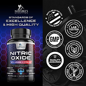 Extra Strength Nitric Oxide Supplement L Arginine 3X Strength - Citrulline Malate, AAKG, Beta Alanine - Premium Muscle Supporting Nitric Oxide Booster for Strength & Energy Supplements - 60 Capsules