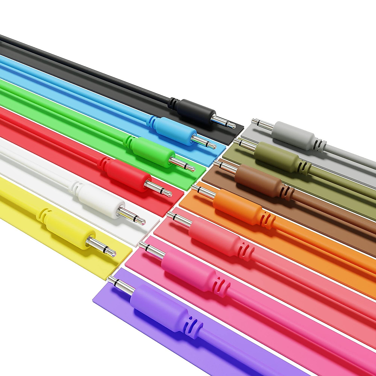 ExcelValley - 5-Pack - Mono Modular Patch Cables - TS 3.5mm 1/8" Eurorack Synthesizer [Blue | 20 cm - 7.87"]