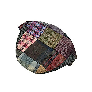 Biddy Murphy Irish Hats for Men Men's Flat Irish Hat Patchwork 100% Wool Made in Ireland Medium Multicolor