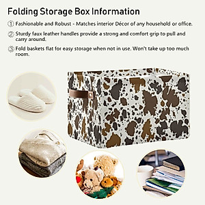 xigua Cow Print Storage Bin Collapsible Canvas Storage Basket Closet Organizer with Handles for Bedroom Nursery Shelves Laundry Room, 1 Pack