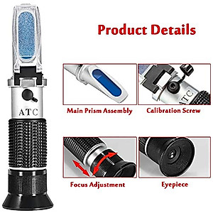 DLH Antifreeze Refractometer Freezing Point RHA-701ATC Car Urea 5 in 1 Tester Ethylene Propylene Glycol Battery Fluid