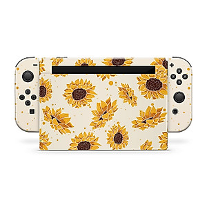 Tacky design Sunflowers Skin Compatible with Nintendo Switch Skin Decal, Yellow Skin Compatible with Nintendo Switch Stickers Vinyl 3m Full wrap Nintendo Switch Cover
