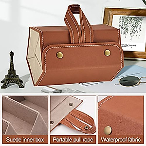 ORWCEZUE Sunglasses Organizer Box with 5 Slots, Foldable Travel Glasses Case Storage Eyewear Holder Hanging Sunglasses Display Box (5 Slots, Brown)