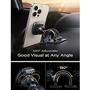 LISEN Magnetic Phone Holder for Car 6 Military Magnets Magnetic Phone Mount [2 Mounting Options] 3 Metal Plates Dashboard Car Vent Phone Holder for iPhone 14 Pro Max,Tablets, All Phones